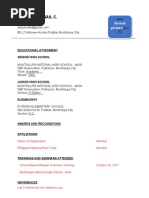 Grade 12 Work Immersion Resume Template | PDF | Career & Growth