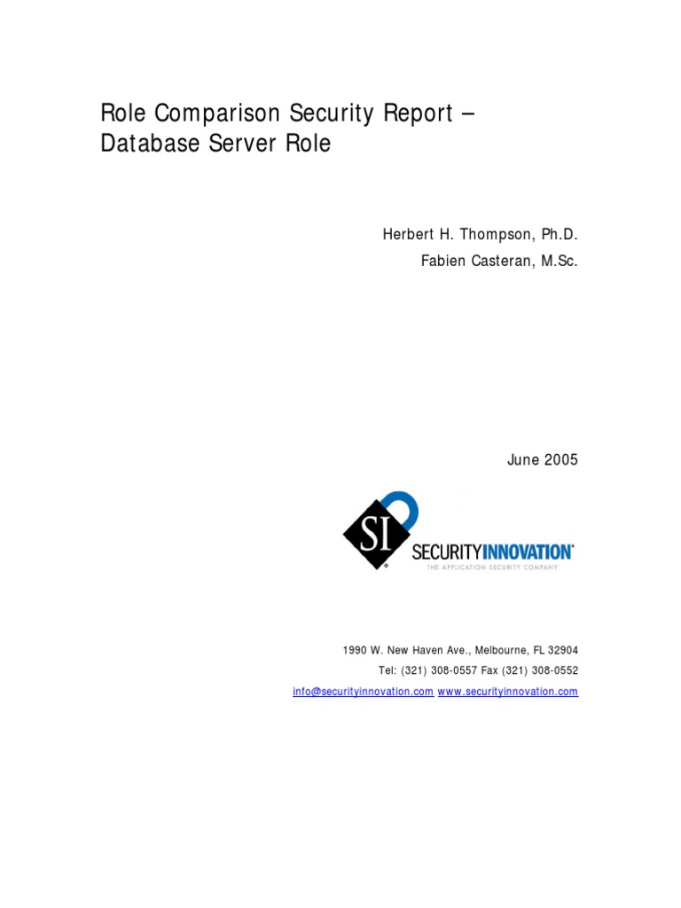 Role Comparison Security Report - Database Server Role: Herbert H ...