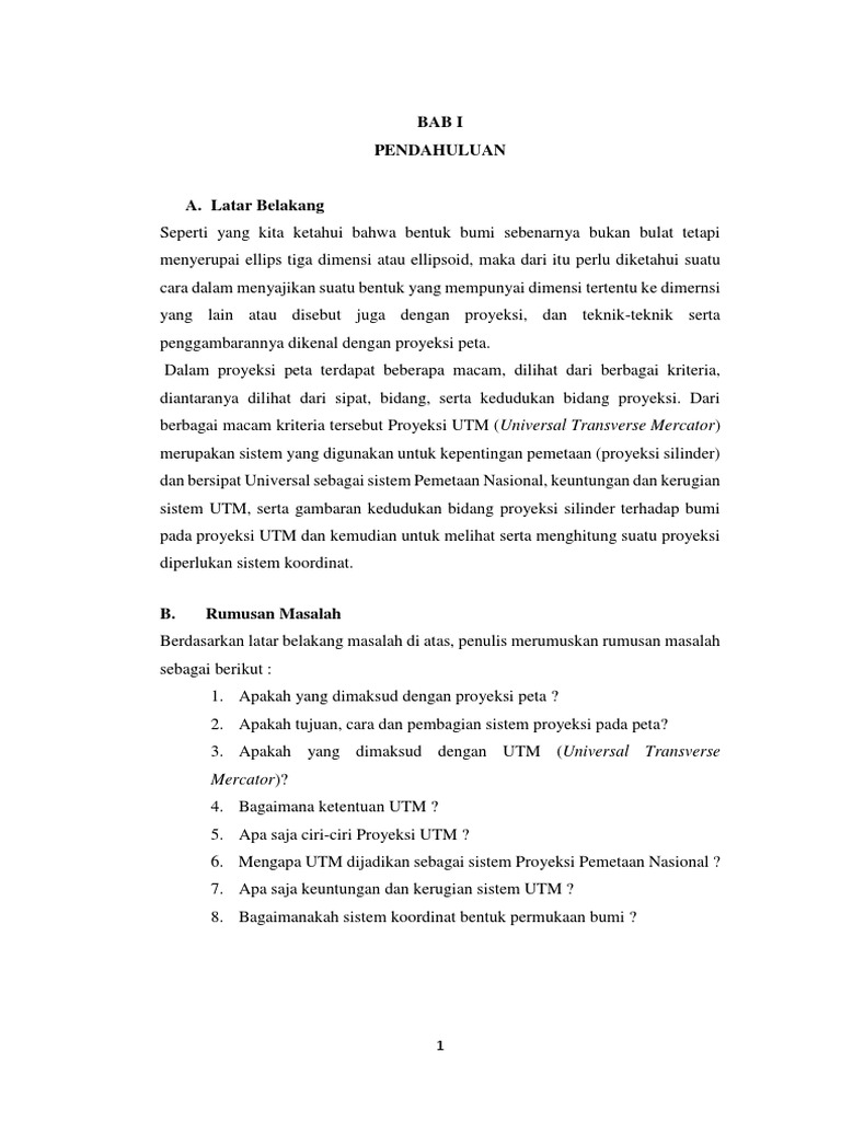 Proyeksi Peta dan Sistem UTM | PDF