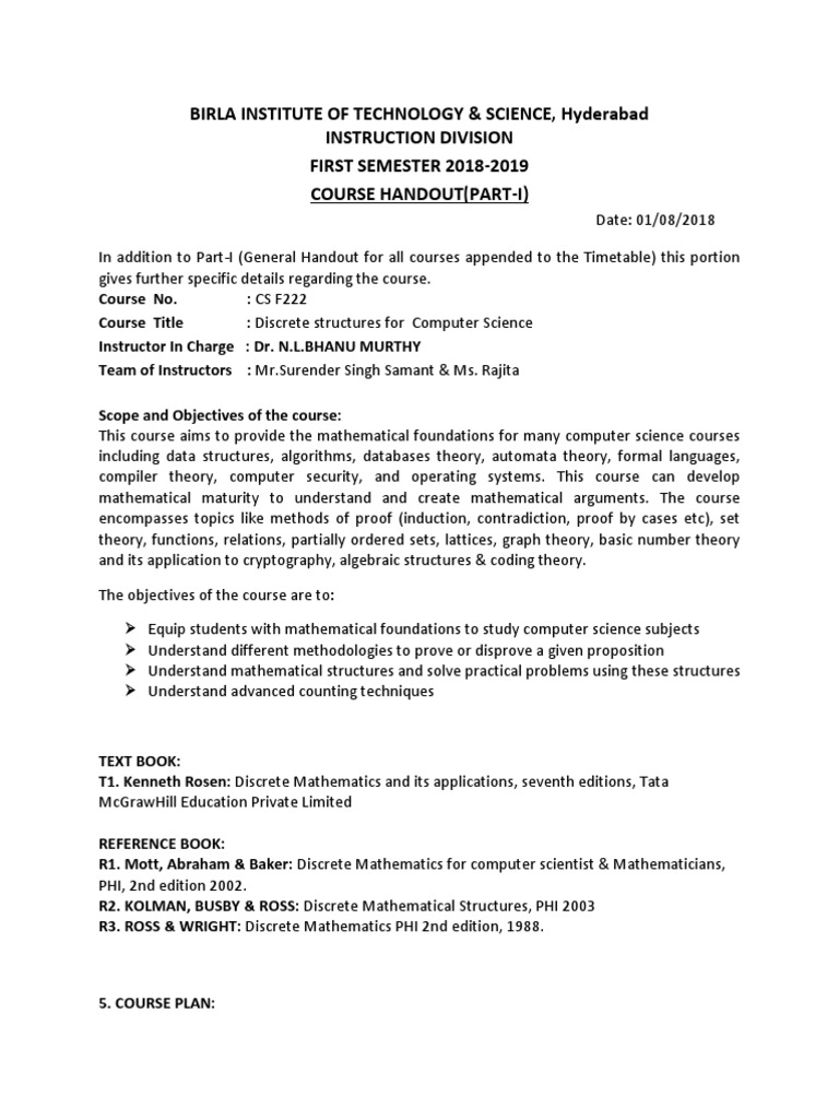 Cs F222 Pdf Discrete Mathematics Graph Theory 