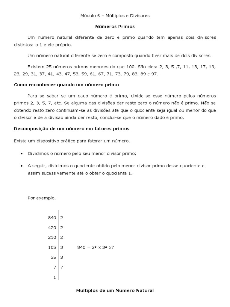 Números Primos | PDF | Número primo | Aritmética