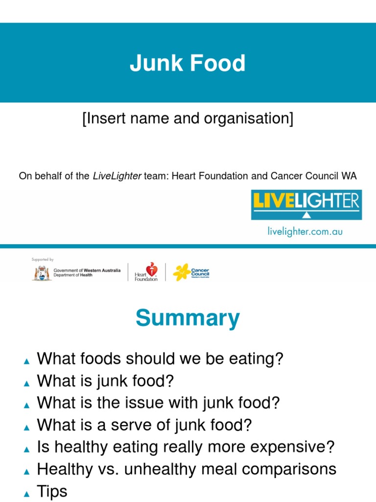 Junk Food Presentation | PDF | Junk Food | Healthy Diet