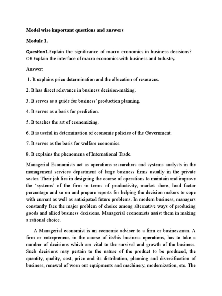 Important macroeconomics questions and answers | PDF | Macroeconomics ...