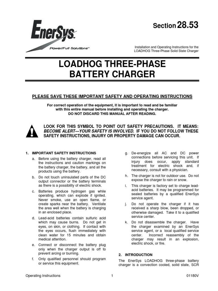 Enersys SCR Charger Manual | Download Free PDF | Battery Charger | Fuse ...