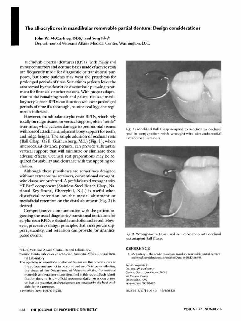 Acrylic Resin Mandibular RPD Design | PDF | Dentures | Dentistry