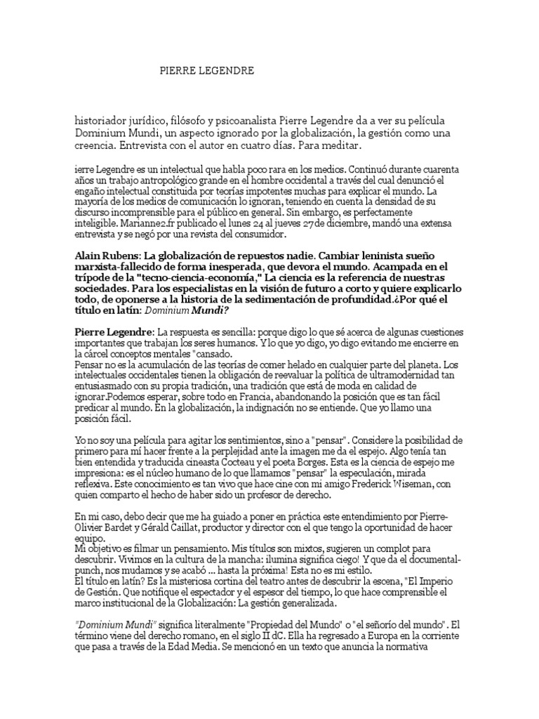 Pierre Legendre | PDF | Mundo occidental | Estado (política)