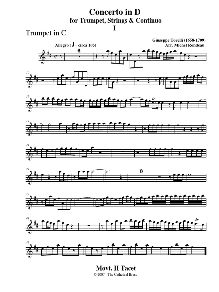 Concerto en Ré de Torelli pour Trompette | PDF | Art
