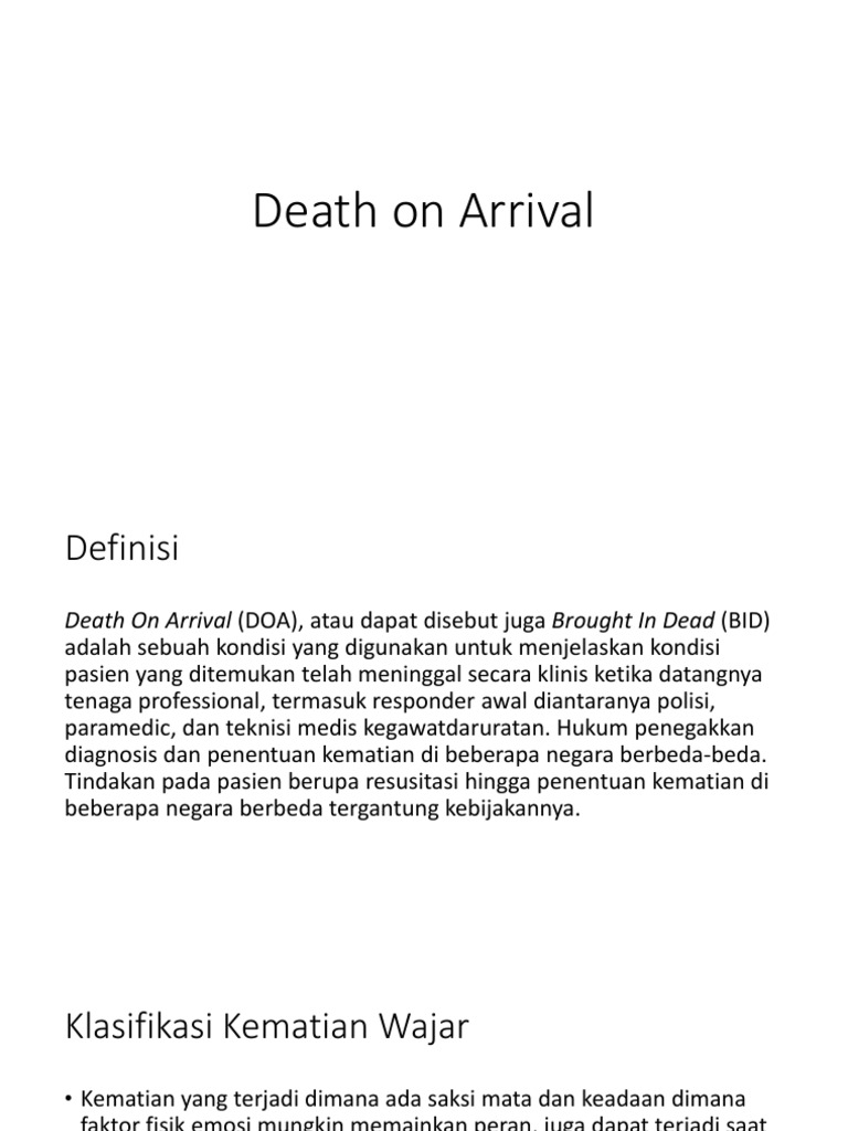 Definisi dan Aspek Death on Arrival | PDF | Pengembangan Diri