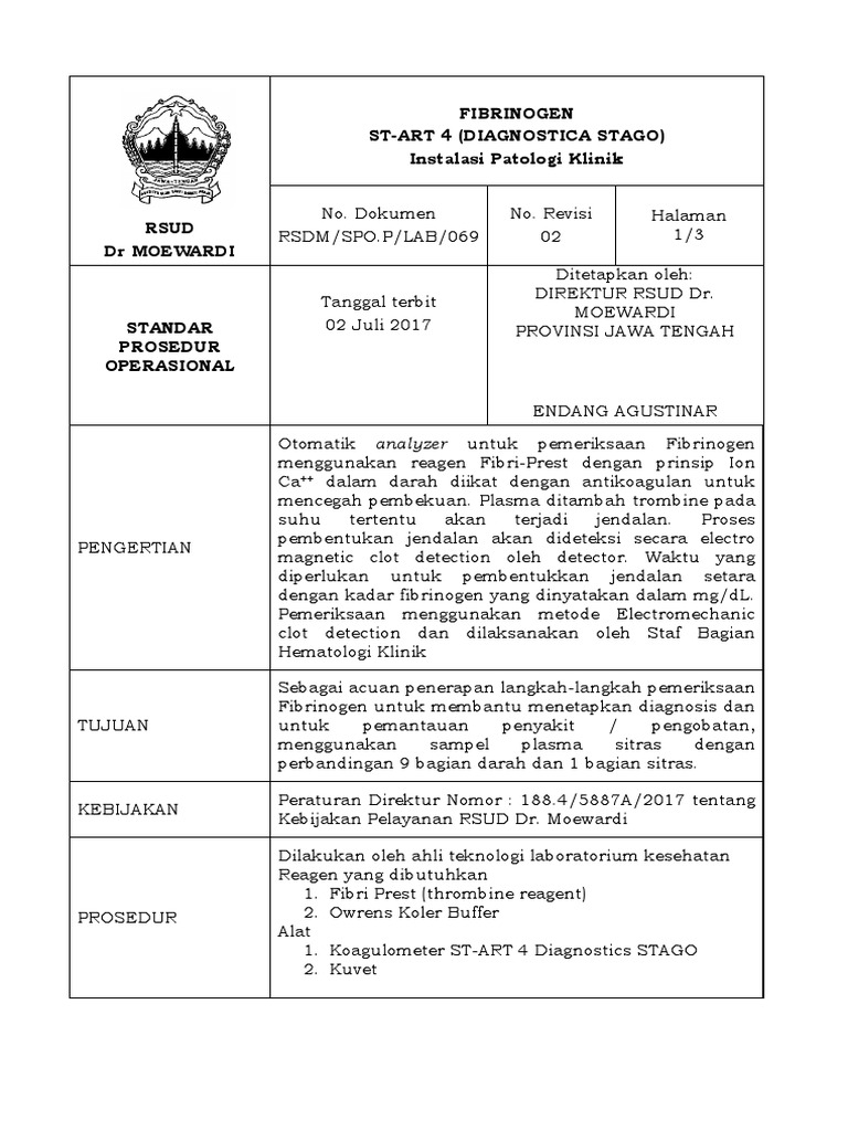 SPO HK Fibrinogen ST-ART 4 (Diagn Stago) | PDF