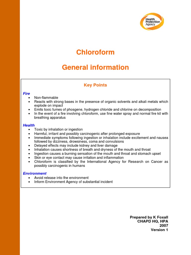 Chloroform General Information: Key Points | PDF | Chloroform | Toxicity