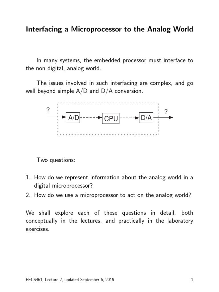 2 Interfacing A Microprocessor To The Analog World | PDF | Analog To ...