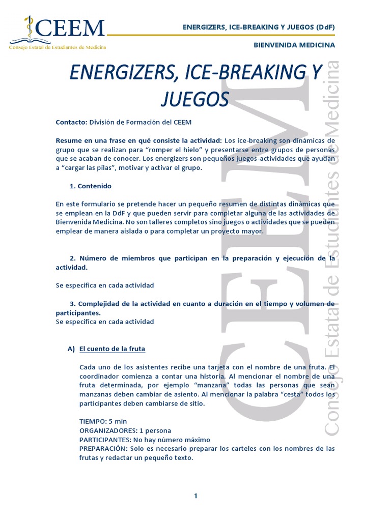 Energizer Ice Breaking Juegos Dinamicas | PDF | Presupuesto