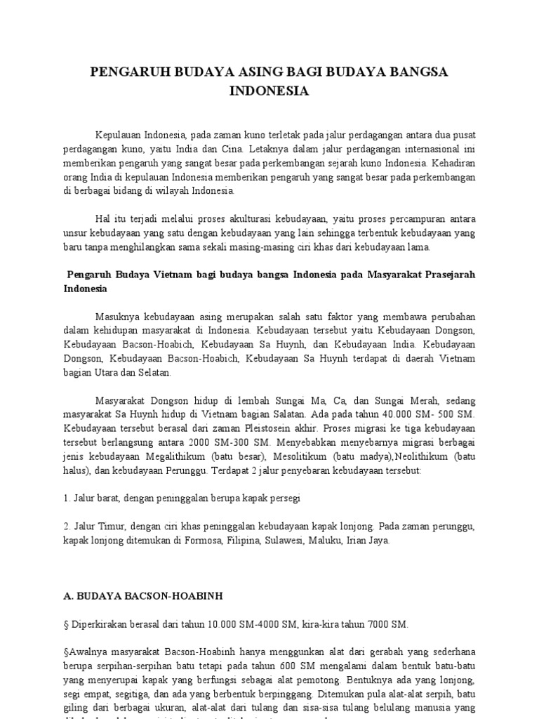 Pengaruh Budaya Asing Bagi Budaya Bangsa Indonesia | PDF | Ilmu Sosial