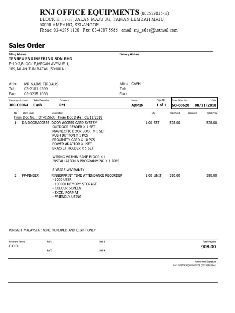 Purchase Order Samples | Computing | Computers