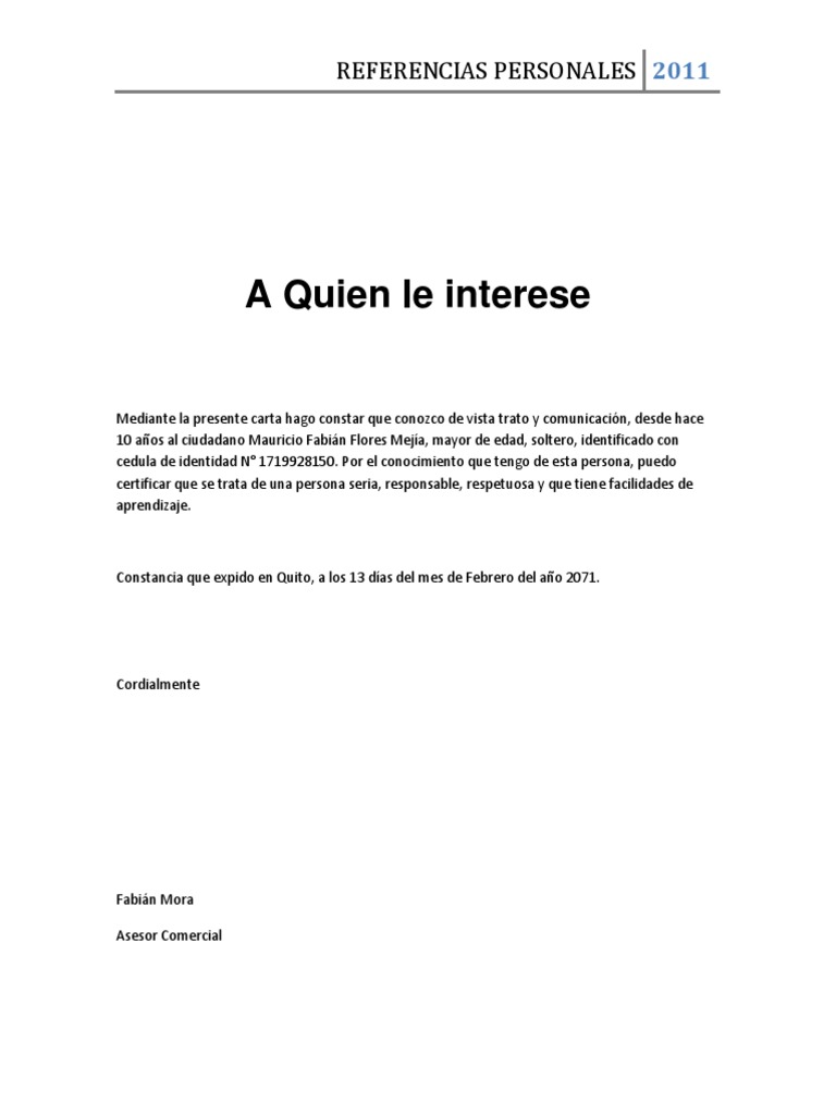 Referencia Personal | PDF