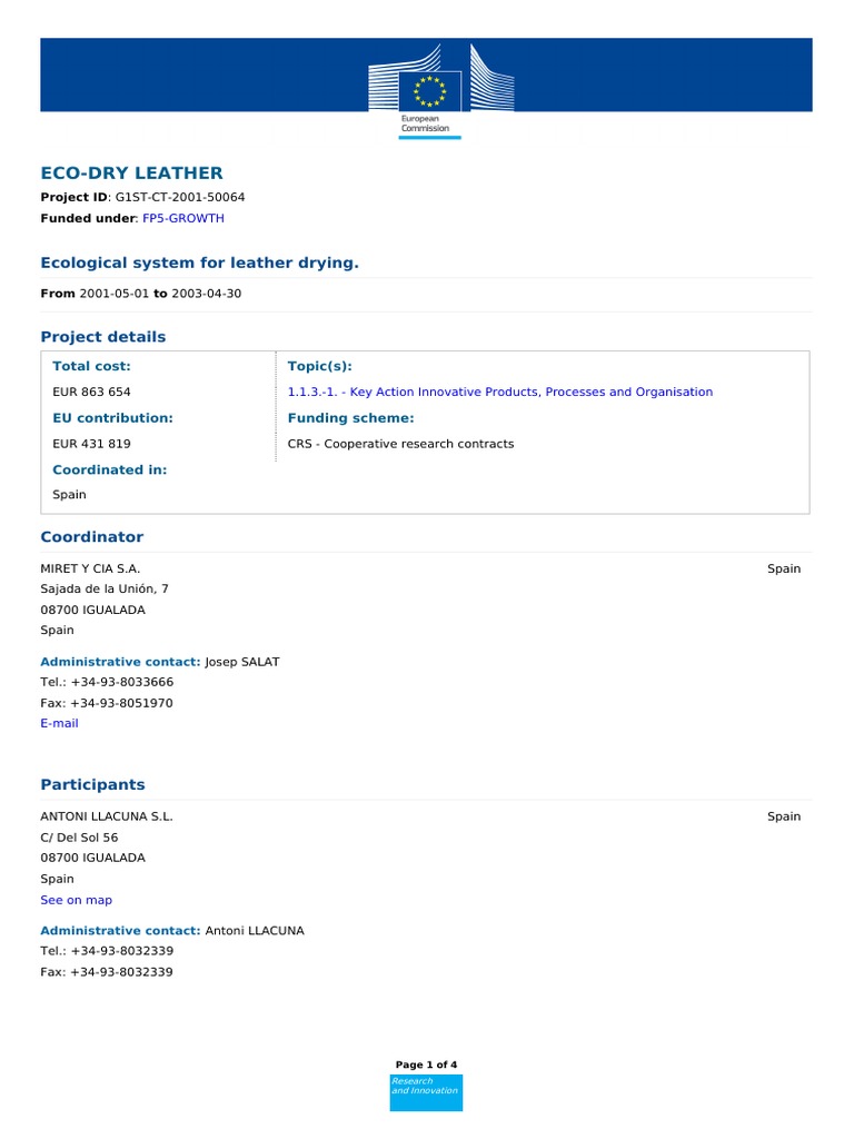 Eco-Dry Leather: Ecological System For Leather Drying | PDF | Social ...