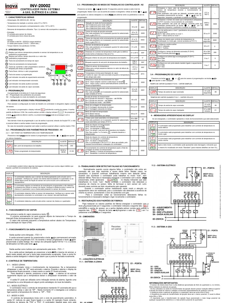Manual Inv 20002 Controlador Inova | PDF | Cronômetro | Temperatura