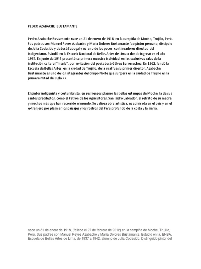 Pedro Azabache Bustamante | PDF