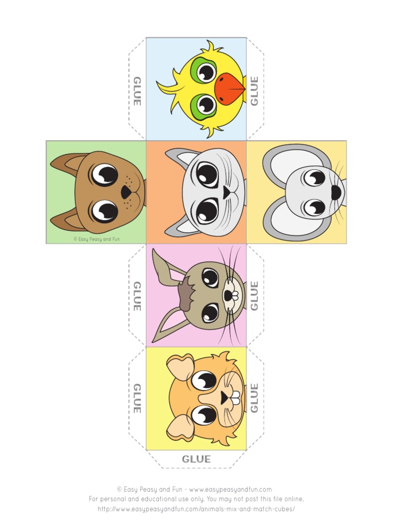 Animals Mix and Match Cubes 1 | PDF