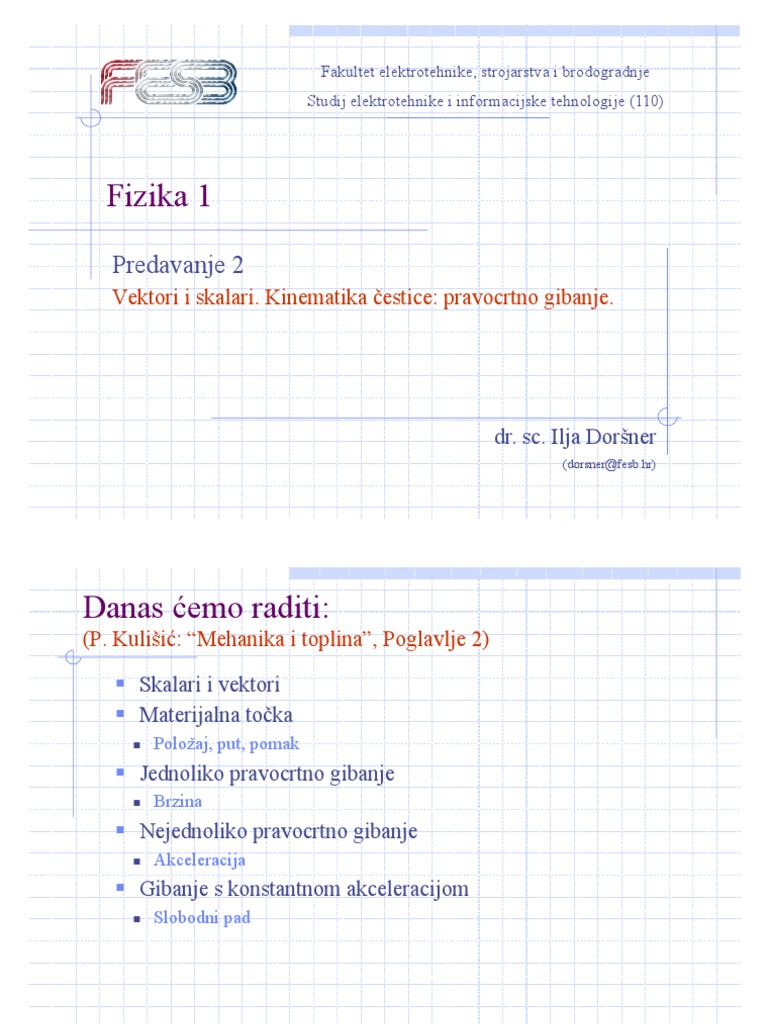 Fizika1 Predavanje 02 | PDF