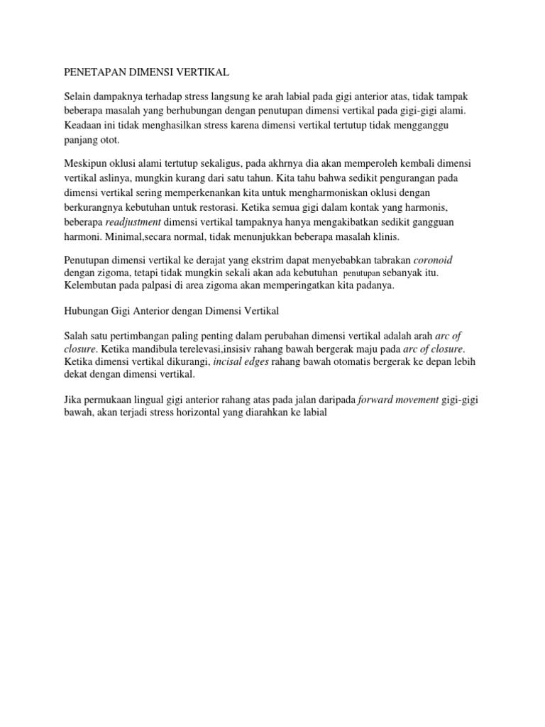Penetapan Dimensi Vertikal | PDF
