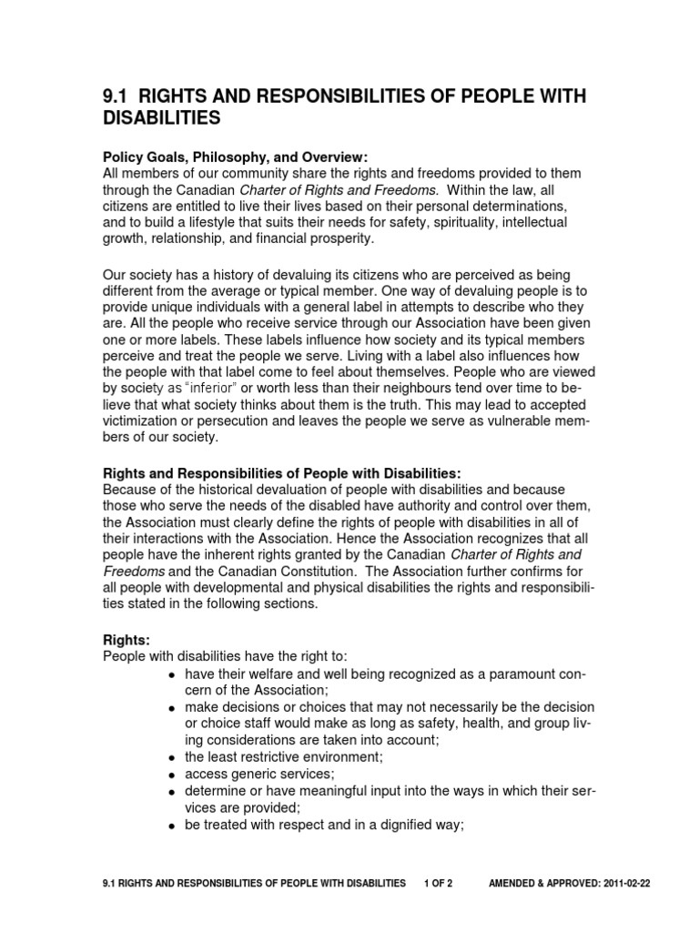 9.1 Rights and Responsibilities of People With Disabilities - Revised ...