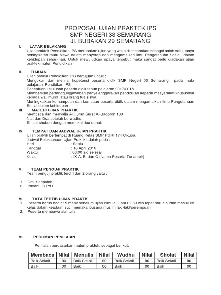 Proposal Ujian Praktek Ips | PDF