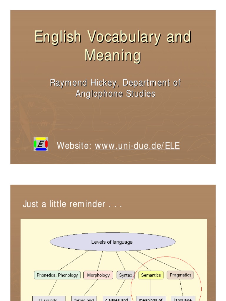 English Vocabulary and Meaning (Introduction) | PDF | Semantics | Word