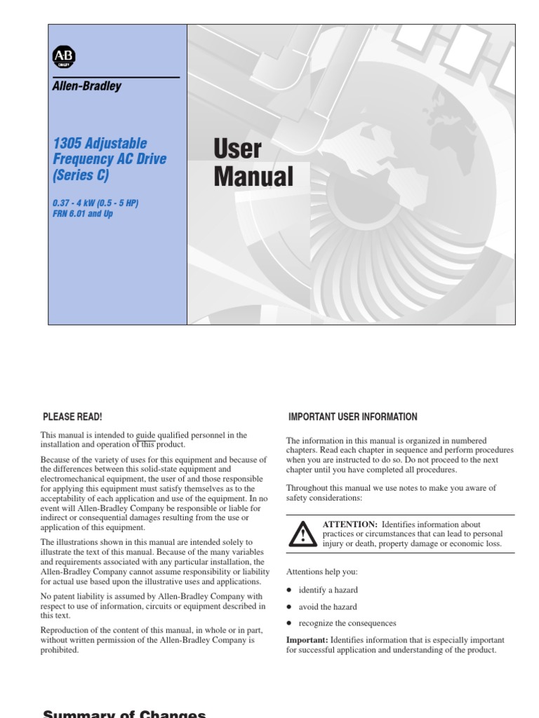 User Manual: 1305 Adjustable Frequency AC Drive (Series C) | PDF | Electromagnetic Interference ...