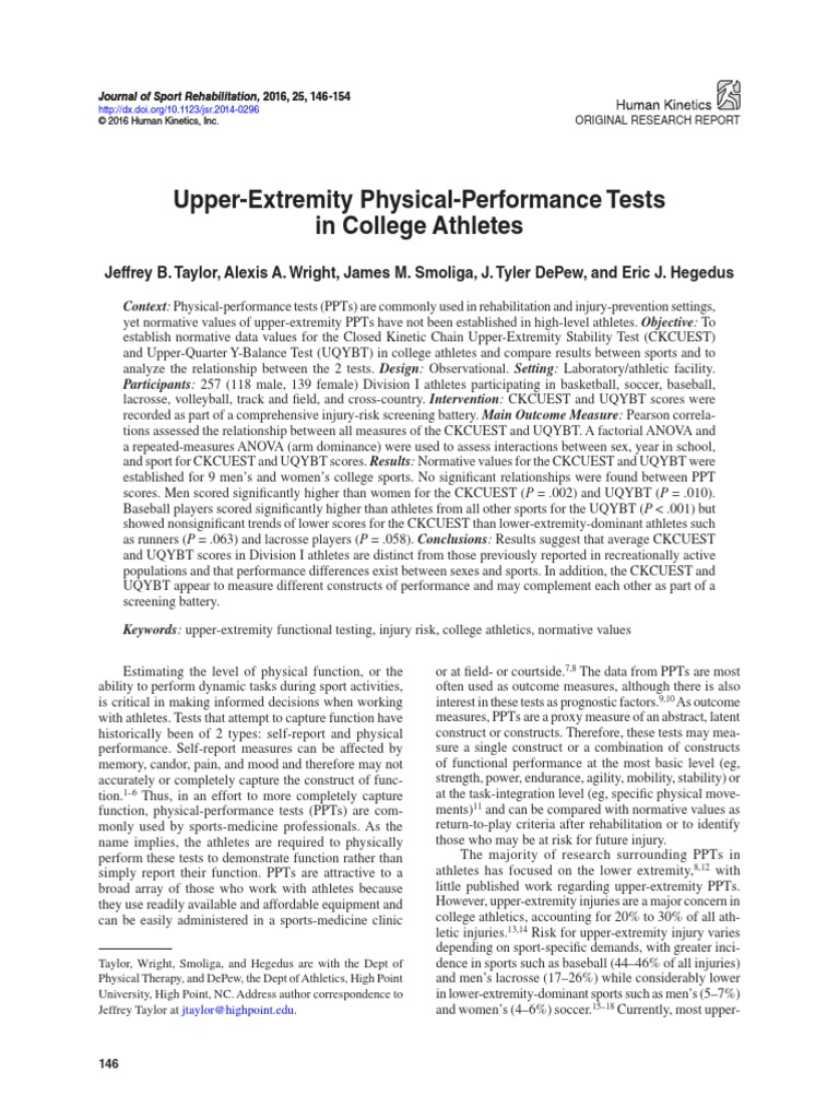 2016 - Taylor - Upper-Extremity Physical-Performance Tests in College ...