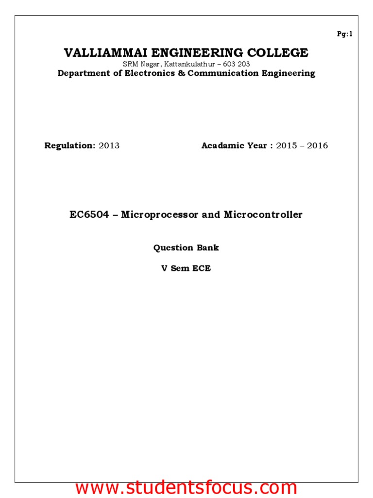 EC6504-Microprocessor and Microcontroller 2013 Regulation | PDF ...