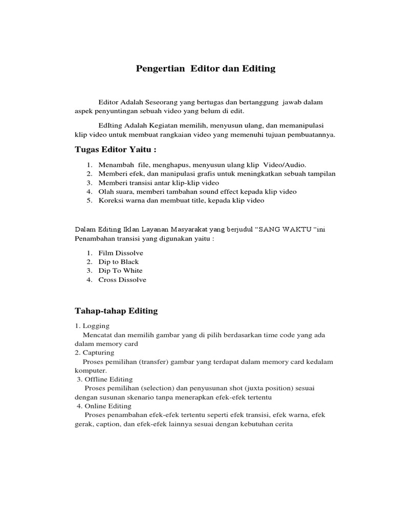 Pengertian Editor Dan Editing | PDF