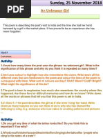 Analysis of "An Unknown Girl" Poem | PDF | Poetry | Memory