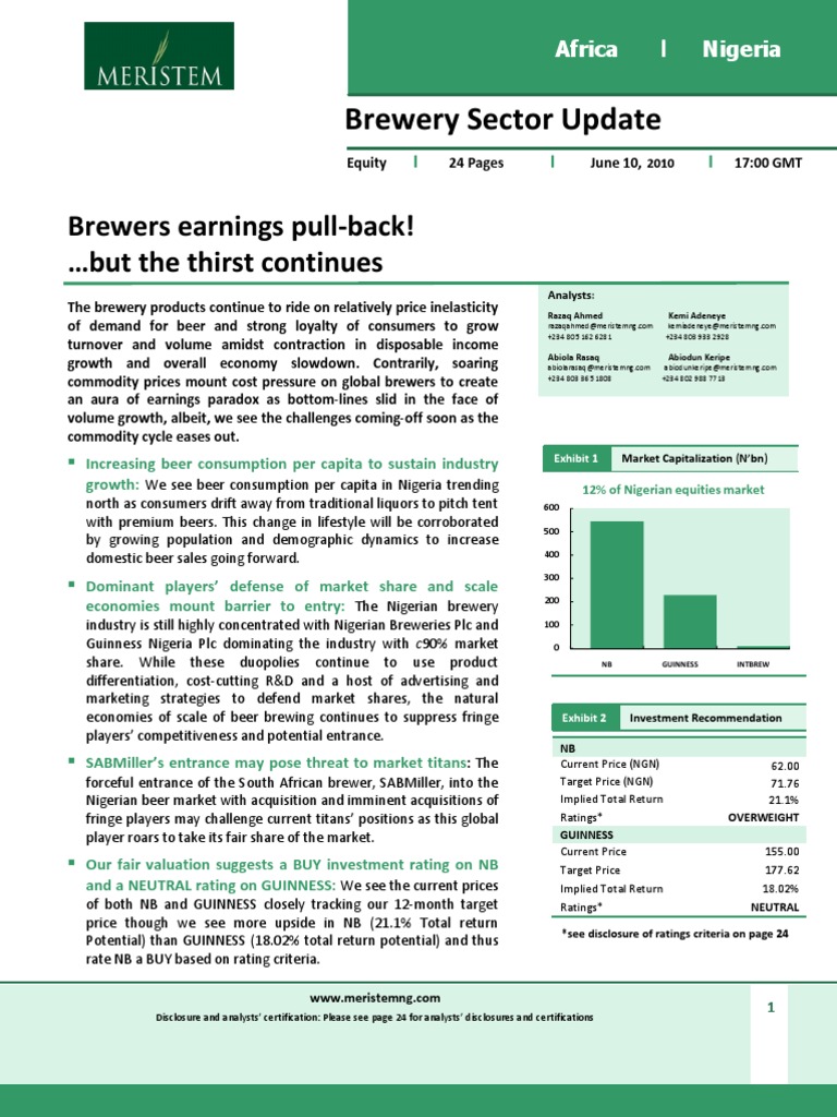 MERISTEM Breweries Sector Update 10 June 2010 | PDF | Capital Structure ...