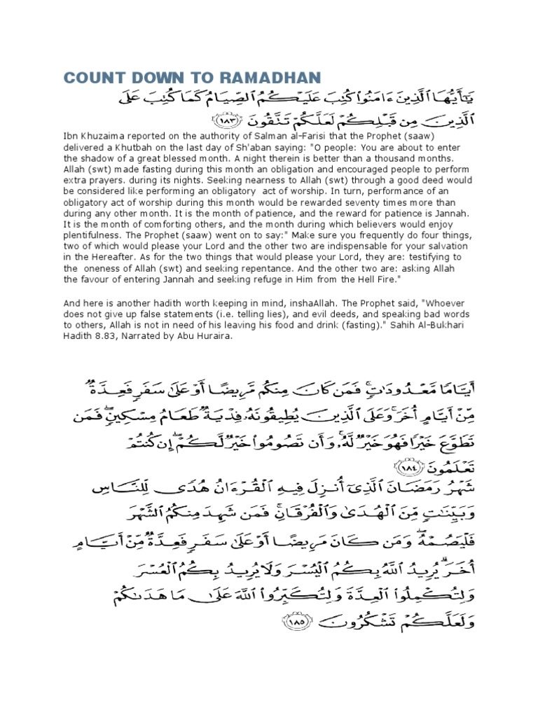 Countdown To RAMADAN | PDF | Ramadan | Muhammad