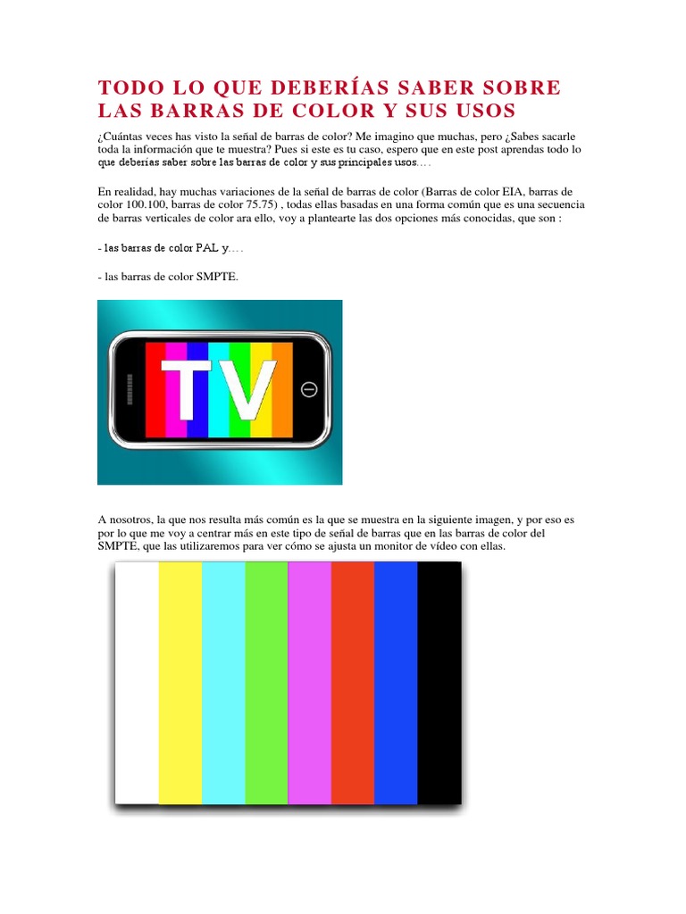 Usos y Tipos de Barras de Color TV | PDF | Diseño gráfico ...