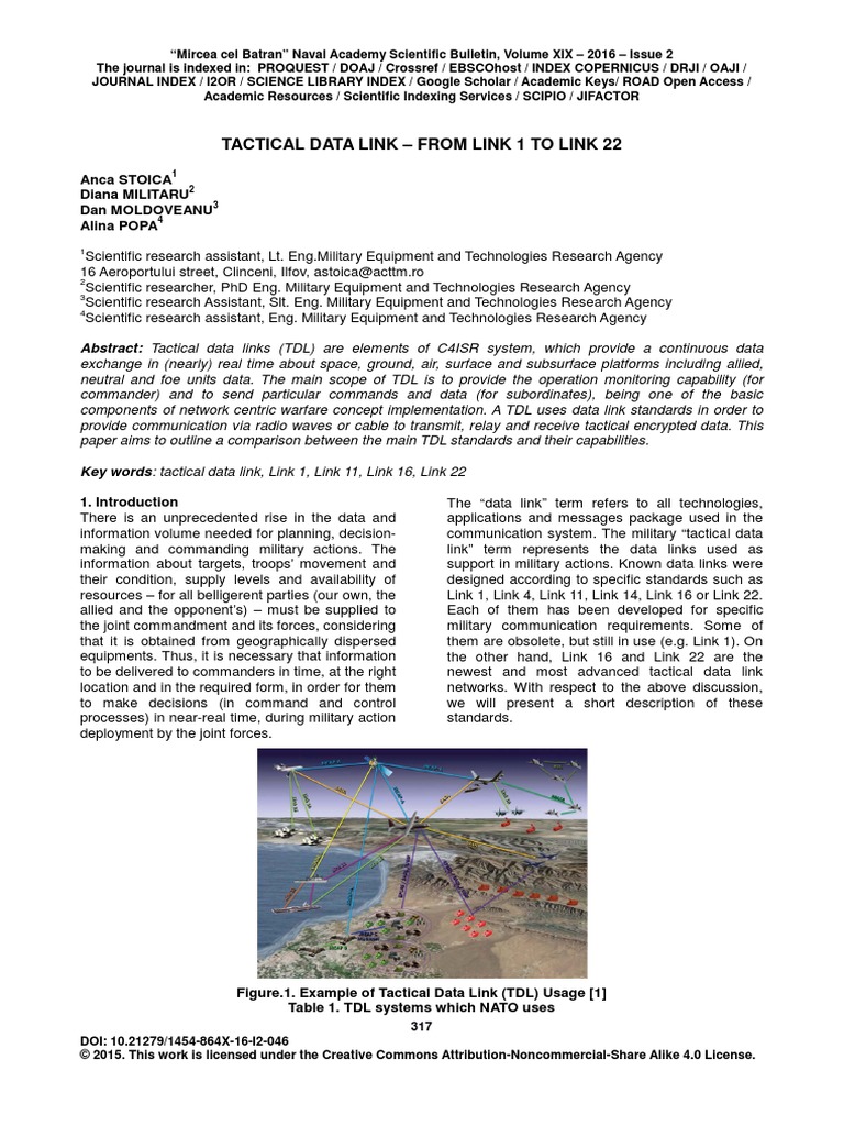 Tactical Data Link - From Link 1 To Link 22: Anca Stoica Diana Militaru ...