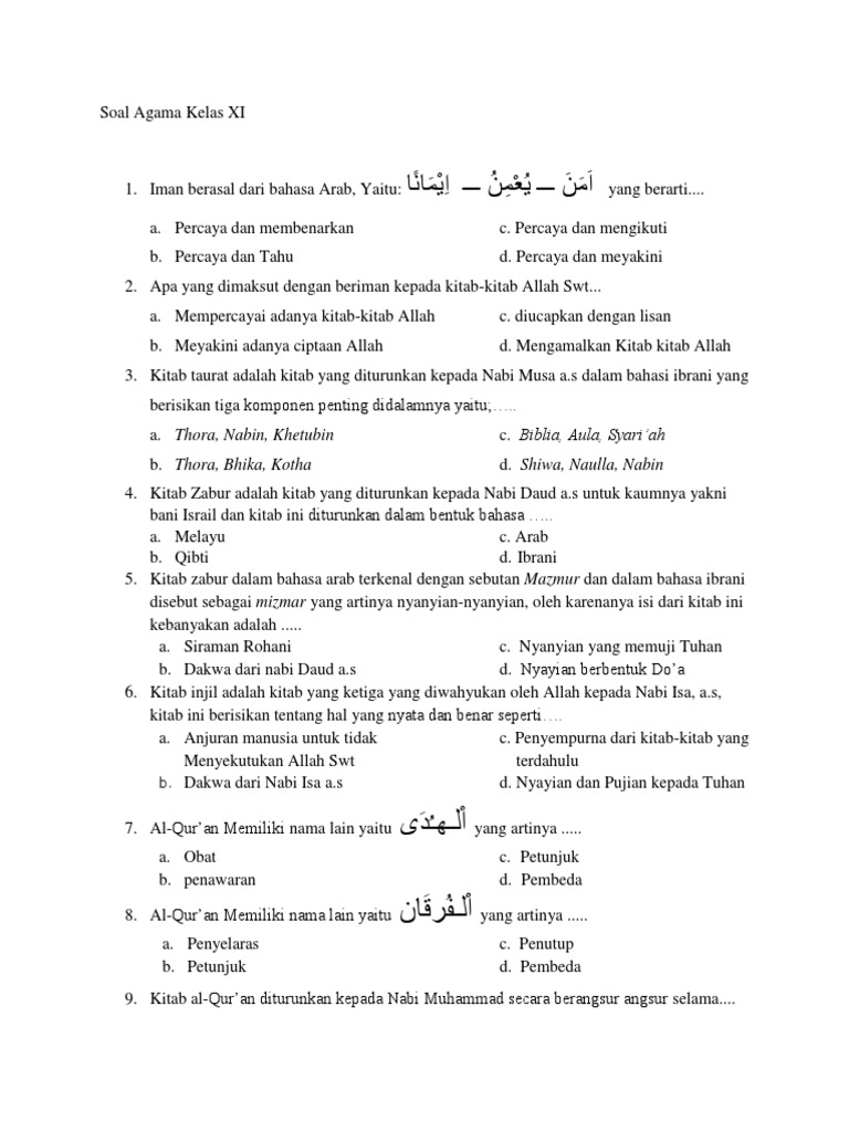 Soal Agama Kelas XI | PDF