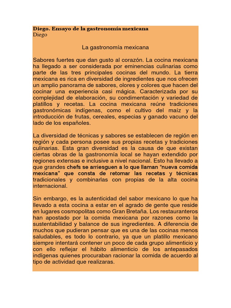 La Gastronomía Mexicana | PDF | Cocina mexicana | Gastronomía