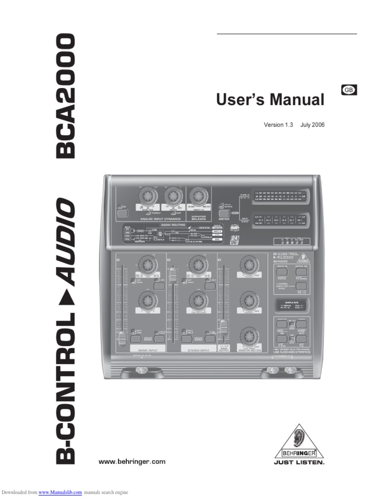 Behrinher B-Control BCA2000 Manual | PDF | Usb | Sound Production ...