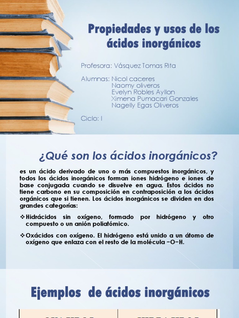 Acidos Inorganicos | PDF | Ciencia y matemáticas