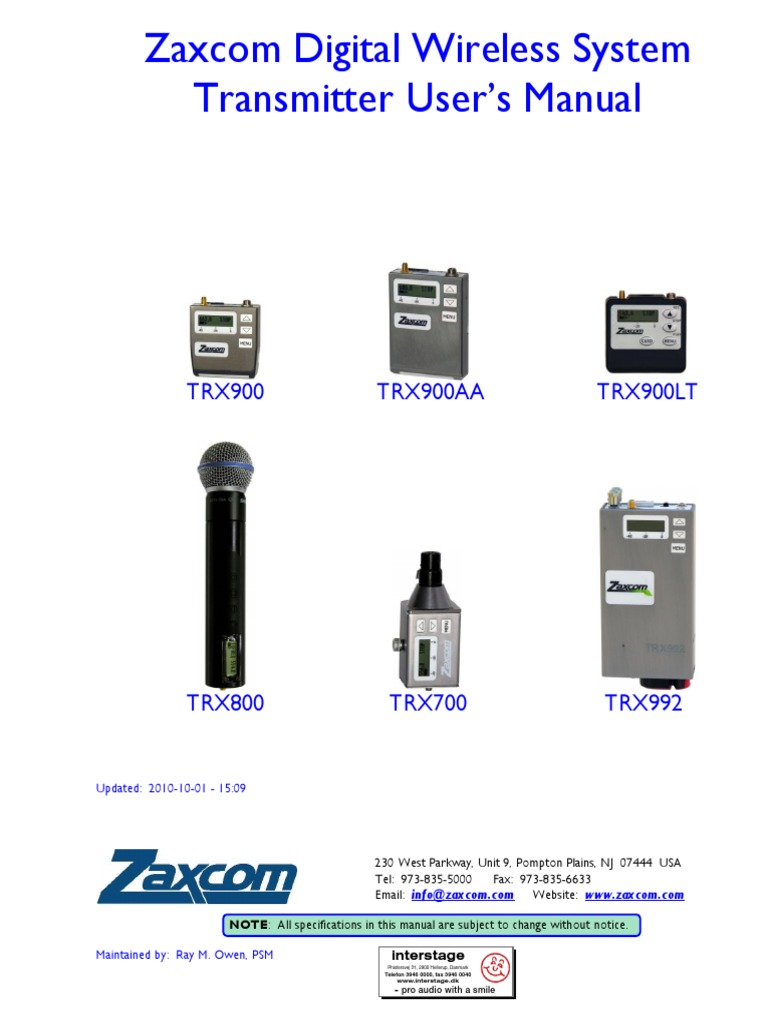 Zaxcom Digital Wireless Transmitters Man | PDF | Transmitter | Booting