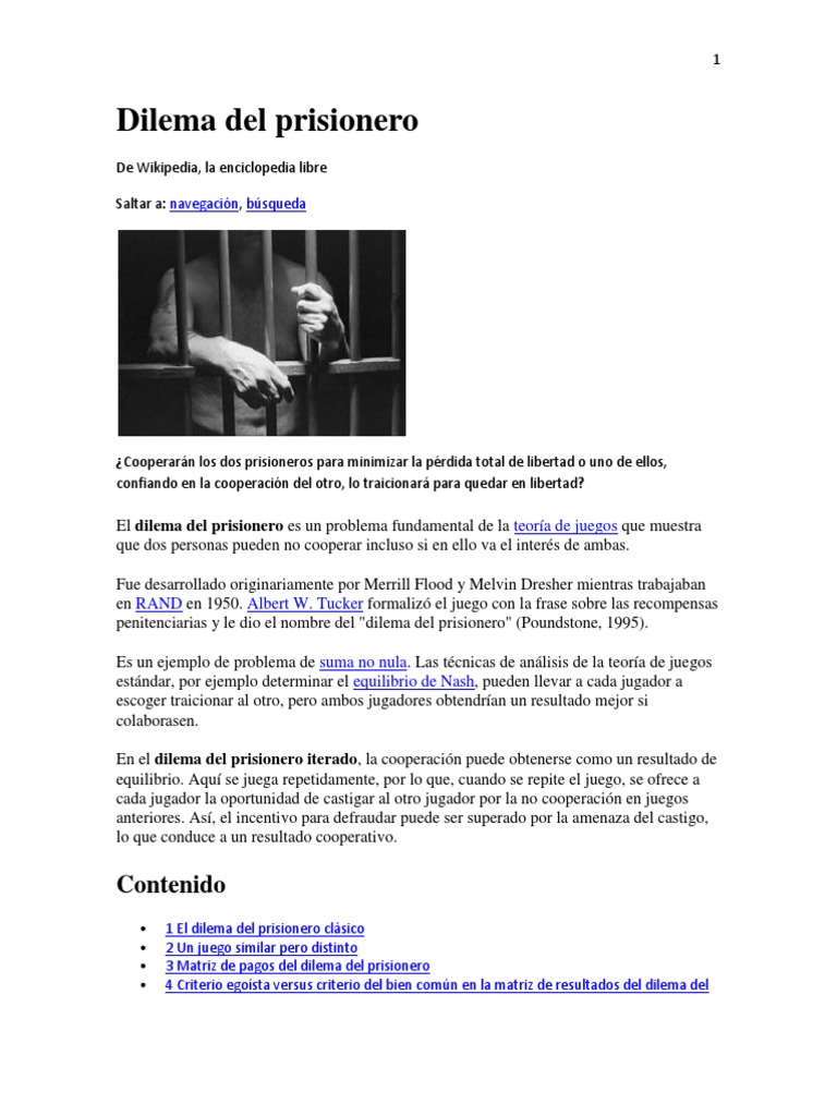 Dilema Del Prisionero Equilibrio de Nash Pareto | PDF | Eficiencia de ...