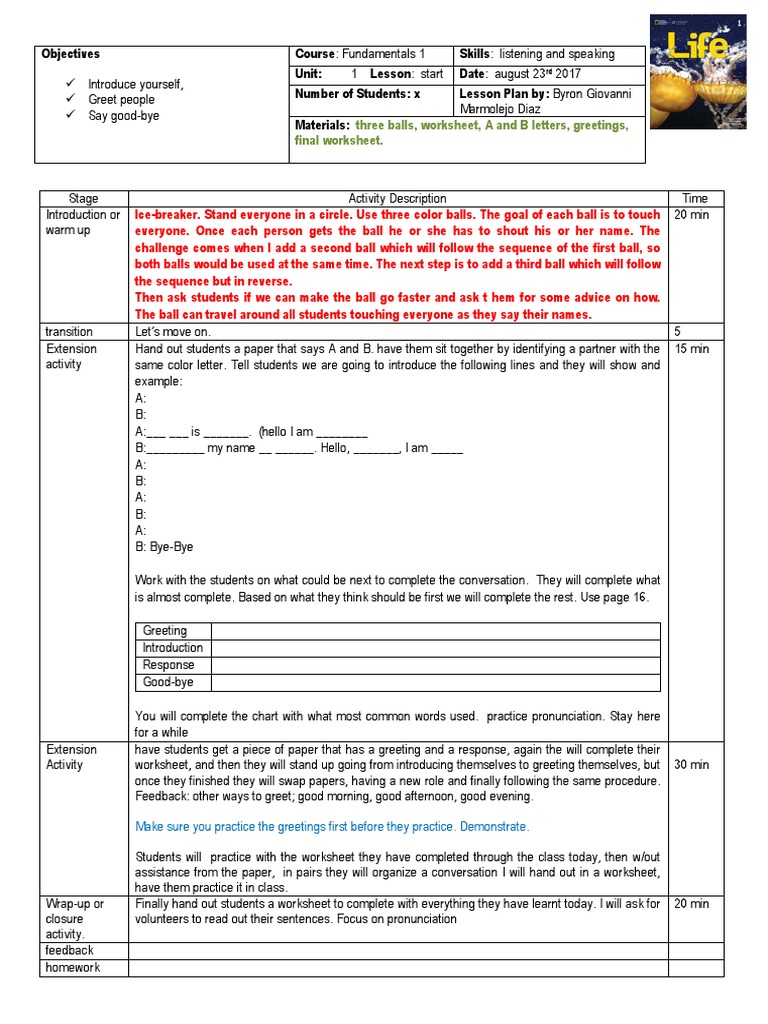 Lesson 0 Introduce Yourself | Download Free PDF | Teaching | Behavior ...