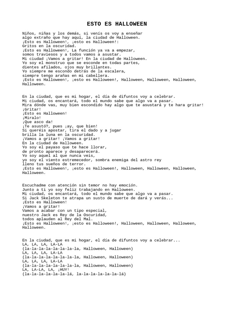 Letra de "Esto es Halloween" | PDF