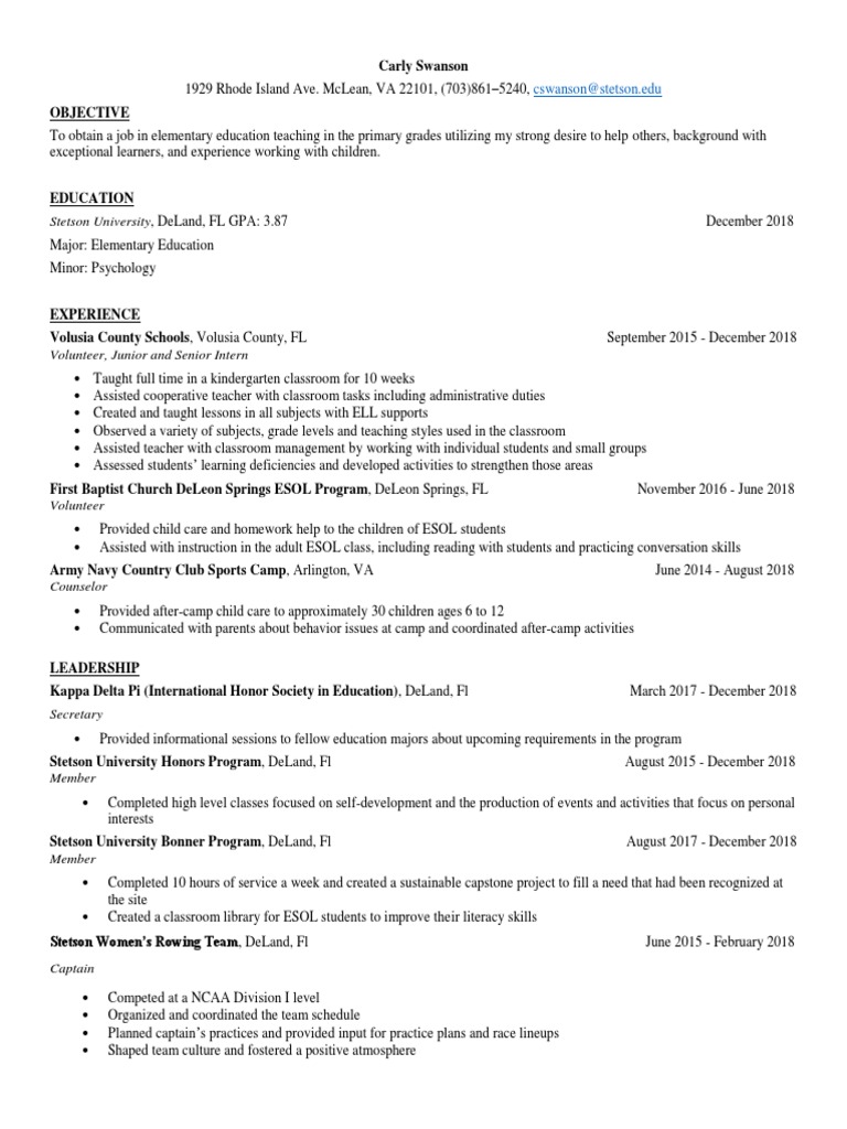 Resume Fall 2018 | PDF | English As A Second Or Foreign Language | Teachers
