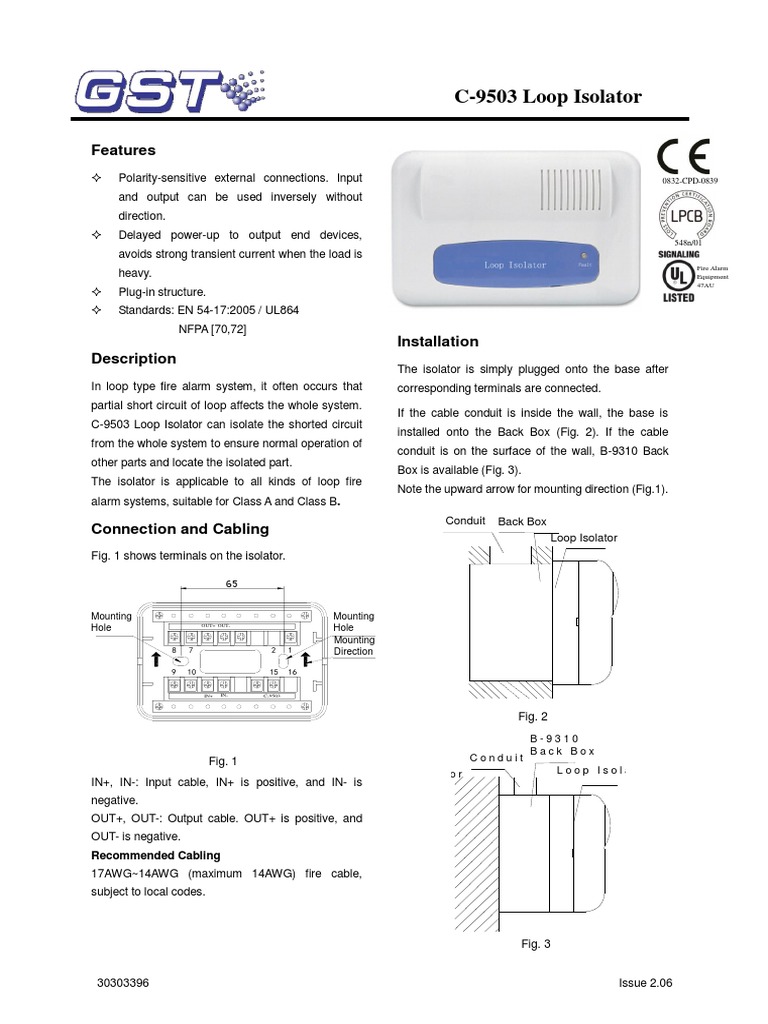 C-9503 Loop Isolator Features and Installation | PDF | Electronics ...