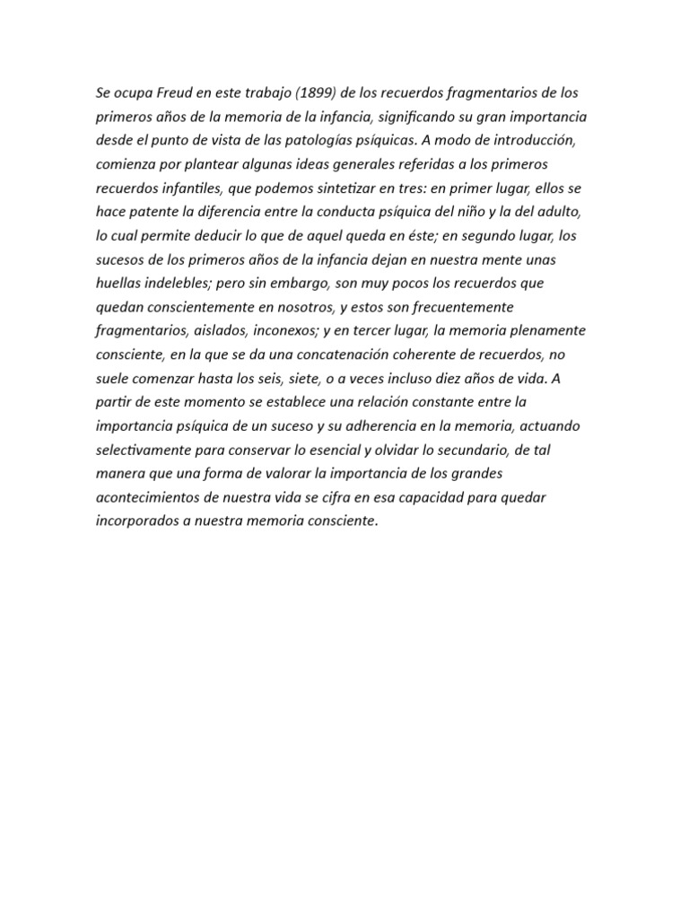 Recuerdos de Infancia y Encubridores | PDF