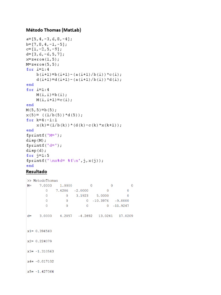Matlab Metodo de Thomas | PDF
