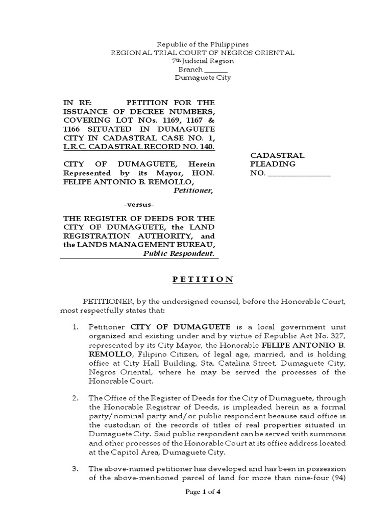 Petition For The Issuance of Decree | PDF | Service Of Process ...